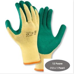 Gedikum Arbeitshandschuh-Set Baumwoll-Polyester-Handschuh mit Latexbeschichtung in grün 12 x (L) (12 Paare