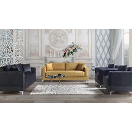 JVmoebel Wohnzimmer-Set Sofagarnitur 3+2+1+1 Sitzer Textil Modern Komplett Sessel Sofa