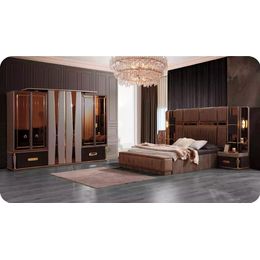 JVmoebel Schlafzimmer-Set Garnitur Luxus Schlafzimmer Doppelbett Garnitur Bett Set 4tlg Beige