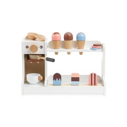 Mamabrum Kinder-Küchenset Hölzerne Eisdiele mit Kaffeemaschine