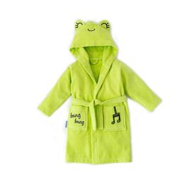 MILK&MOO Babybademantel Milk&Moo Cacha Frog Kinder Samt Bademantel mit Kapuze