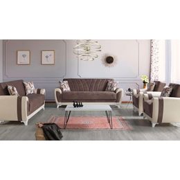 JVmoebel Wohnzimmer-Set Schlafsofa Sofagarnitur 3+2+1+1 Sitzer Textil Sofa Sessel Komplett