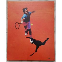 JVmoebel Bild Kunstdruck Roger Federer Tennis Sport Rot Den Ball schlagen SOFORT