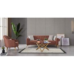 JVmoebel Wohnzimmer-Set Wohnzimmer Set Rosa Stilvoll Sofa 3+1 Sitzer Sessel Couchen