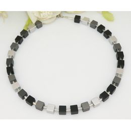 traumschmuck Collier 098tt Collier Halskette elox Aluminium Würfel schwarz silber grau (Geschenk