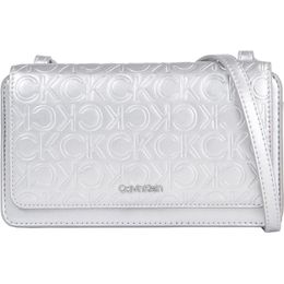 Calvin Klein Umhängetasche "Mini Bag", Logo-Muster, Emblem, für Damen, silber