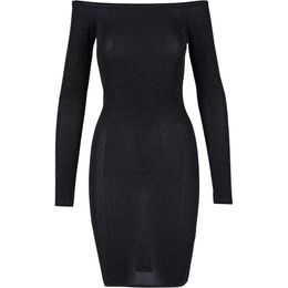 Urban Classics Ladies Off Shoulder Longsleeve Glitter Dress Mittellanges Kleid schwarz in L