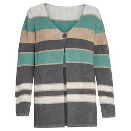 DW-Shop Baumwoll-Strickjacke, Streifen grau, 44/46