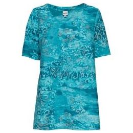 DW-Shop Baumwoll-Mix-Bluse, Druck türkis, 44