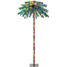 Costway 180 cm Künstliche Palme beleuchtet, Kunstbaum mit 210 vierfarbigen LED-Leuchten