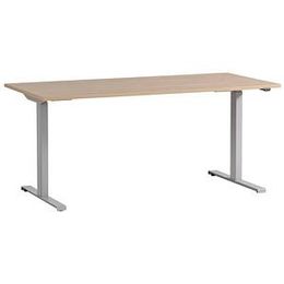 MÖBELPARTNER MÖBELPARTNER Antero elektrisch höhenverstellbarer Schreibtisch eiche rechteckig, T-Fuß-Gestell silber 160,0 x 75,0 cm