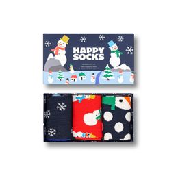Happy Socks 3er Pack Socken in Geschenkbox mit Schneemann-Motiven