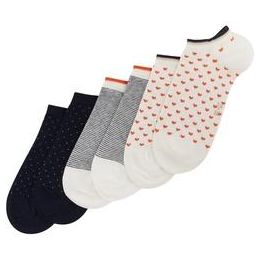 Tom Tailor Damen 6er Pack Sneaker Socken, blau, Muster, Gr. 35-38