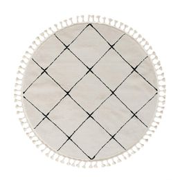 MyFlair Teppich Moroccan Divine, 140 cm x 140 cm, Farbe weiß, rund, Florhöhe 19mm
