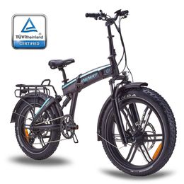 JOBOBIKE E-Bike Eddy 20 Zoll Fat-Reifen Elektrofahrrad vollgefedert faltbar 7 Gang Shimano Acera Ket