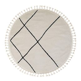 MyFlair Teppich Moroccan Hideaway, 140 cm x 140 cm, Farbe weiß, rund, Florhöhe 19mm
