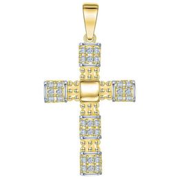 Firetti Kreuzanhänger Schmuck Geschenk Gold 375 Halsschmuck Anhänger Halskette Kreuz, mit Zirkonia (synth), gelb|goldfarben