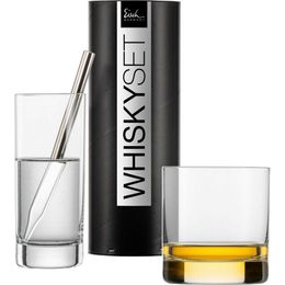 Eisch Whiskyglas GENTLEMAN, Made in Germany, Kristallglas, Pipette Spezialglas, in Handarbeit mit echtem Platin veredelt, 3tlg., weiß