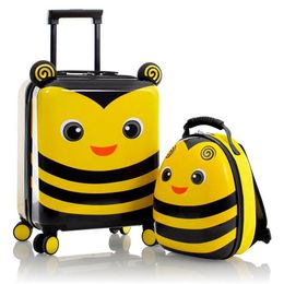 Heys Kinderkoffer Super Tots, 46 cm, Hummel, 2 Rollen, Kindertrolley Kinderreisegepäck Handgepäck-Koffer inkl. Kinderrucksack, gelb