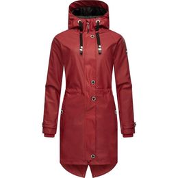 Navahoo Regenjacke Rainy Flower modischer Damen Regenmantel mit Kapuze, rot