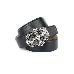 Anthoni Crown Ledergürtel mit eleganter Motiv-Schließe, schwarz
