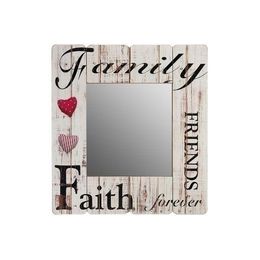 MyFlair Holzspiegel "Family Friends Faith forever"