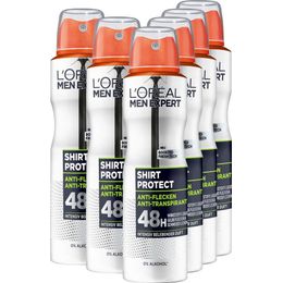 L'Oréal L'ORÉAL PARIS MEN EXPERT Deo-Spray Deo Spray Shirt Control 48h, Packung, 6-tlg., weiß