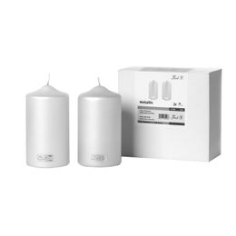 Fink Stumpenkerze 2er Set metallic Stumpenkerze CANDLE - weiß - Paraffin (1-tlg., 1 Stück), H.15cm x B.8cm x T.8cm x Ø 8cm - Brenndauer ca. 80 Std.