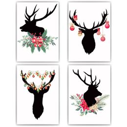 Tigerlino Poster Rentiere Weihnachtsbild Weihnachten Kunstdruck Weihnachtsdeko, DIN A4 (21x29,7 cm)