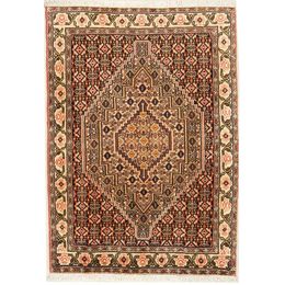 Nain Trading Orientteppich Sanandaj 76x103 Handgeknüpfter Orientteppich / Perserteppich, rechteckig, Höhe: 12 mm, braun|rot