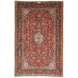 Nain Trading Orientteppich Keshan 141x217 Handgeknüpfter Orientteppich / Perserteppich, rechteckig, Höhe: 12 mm, braun|rot