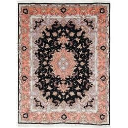 Nain Trading Orientteppich Täbriz 50Raj 145x197 Handgeknüpfter Orientteppich / Perserteppich, rechteckig, Höhe: 7 mm, schwarz