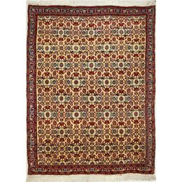 Nain Trading Orientteppich Bidjar 93x122 Handgeknüpfter Orientteppich / Perserteppich, rechteckig, Höhe: 15 mm, braun|rot