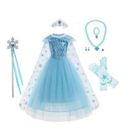 WaKuKa Prinzessin-Kostüm Mädchen Eiskönigin Elsa Prinzessin Kleid Tutu Kleid