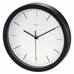 Hama Wanduhr Wanduhr "MaxR", Ø 25 cm, Schwarzweiß, geräuscharm