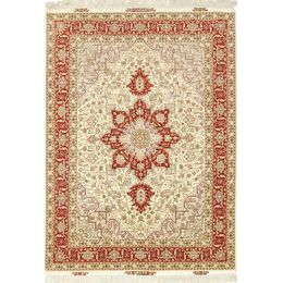 Nain Trading Orientteppich Täbriz 154x206 Handgeknüpfter Orientteppich / Perserteppich, rechteckig, Höhe: 10 mm, beige|rot