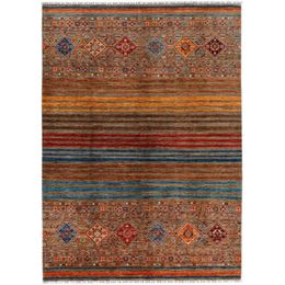 Nain Trading Orientteppich Arijana Shaal 214x297 Handgeknüpfter Orientteppich, rechteckig, Höhe: 5 mm, braun|rot