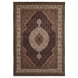 Nain Trading Orientteppich Indo Täbriz 168x241 Handgeknüpfter Orientteppich, rechteckig, Höhe: 12 mm, braun