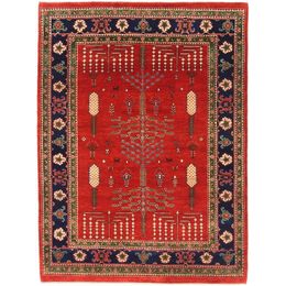 Nain Trading Orientteppich Gabbeh Loribaft 147x196 Handgeknüpfter Moderner Orientteppich, rechteckig, Höhe: 10 mm, rot