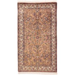 Nain Trading Orientteppich Indo Keshan 92x158 Handgeknüpfter Orientteppich, rechteckig, Höhe: 12 mm, beige|braun|rot