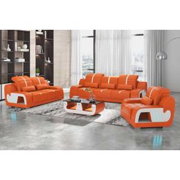 JVmoebel Wohnzimmer-Set Luxus Couchgarnitur Sofagarnitur Komplette Kunstleder Sofa 321