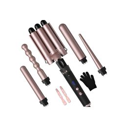 Aoucheni Lockenstab Lockenstab set 5 in 1 mit 3 Fässer Welleneisen Lockenstäbe