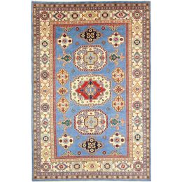 Nain Trading Orientteppich Kazak 200x303 Handgeknüpfter Orientteppich, rechteckig, Höhe: 5 mm, beige|blau