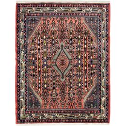 Nain Trading Orientteppich Hamadan 134x174 Handgeknüpfter Orientteppich / Perserteppich, rechteckig, Höhe: 8 mm, braun|rot