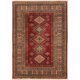 Nain Trading Orientteppich Super Kazak 102x145 Handgeknüpfter Orientteppich, rechteckig, Höhe: 5 mm, braun|rot