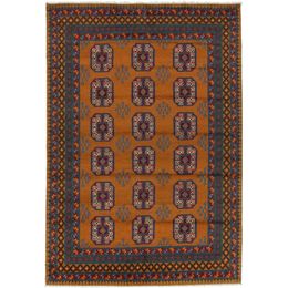 Nain Trading Orientteppich Afghan Akhche Limited 206x297 Handgeknüpfter Orientteppich, rechteckig, Höhe: 6 mm, braun|rot