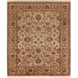 Nain Trading Orientteppich Indo Täbriz 246x302 Handgeknüpfter Orientteppich, rechteckig, Höhe: 12 mm, braun
