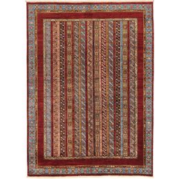 Nain Trading Orientteppich Arijana Shaal 151x203 Handgeknüpfter Orientteppich, rechteckig, Höhe: 5 mm, braun|rot