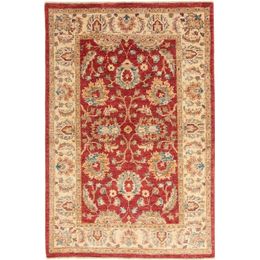 Nain Trading Orientteppich Ziegler Farahan 101x151 Handgeknüpfter Orientteppich, rechteckig, Höhe: 6 mm, beige|rot