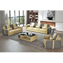 JVmoebel Wohnzimmer-Set Komplette Sofa Sofagarnitur Luxus Couchgarnitur Kunstleder 321